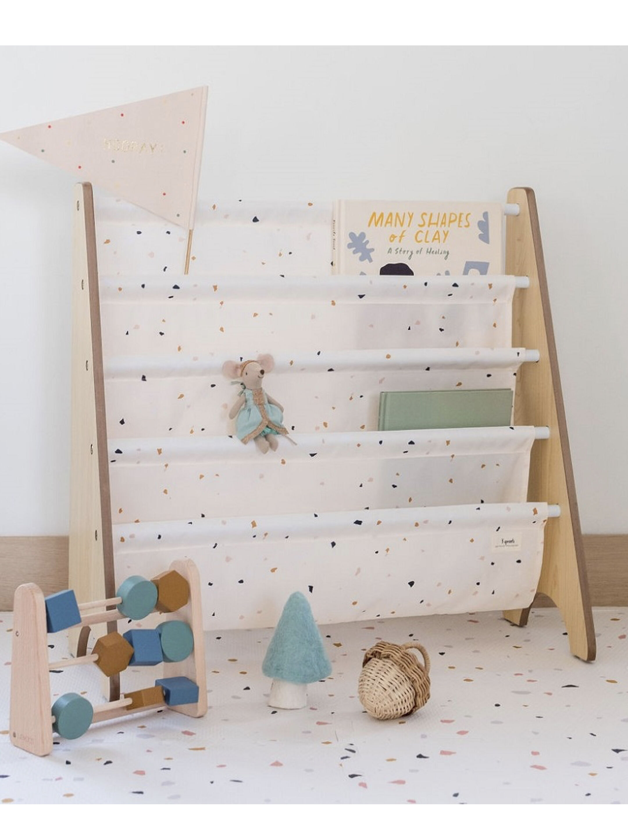 Buy 3 Sprouts Recycled Book Rack Terrazzo Cream Soft Furnishings Mamas Papas KSA